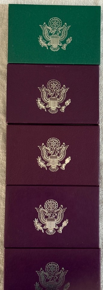 Lot of 5 U. S. Mint Proof Sets 1988, 1989, 1990, 1991, 1994 Original ...