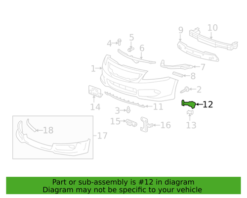 2011 2012 Honda Accord Coupe Cover LH Front Fog Light 71107-TE0-A01 | eBay