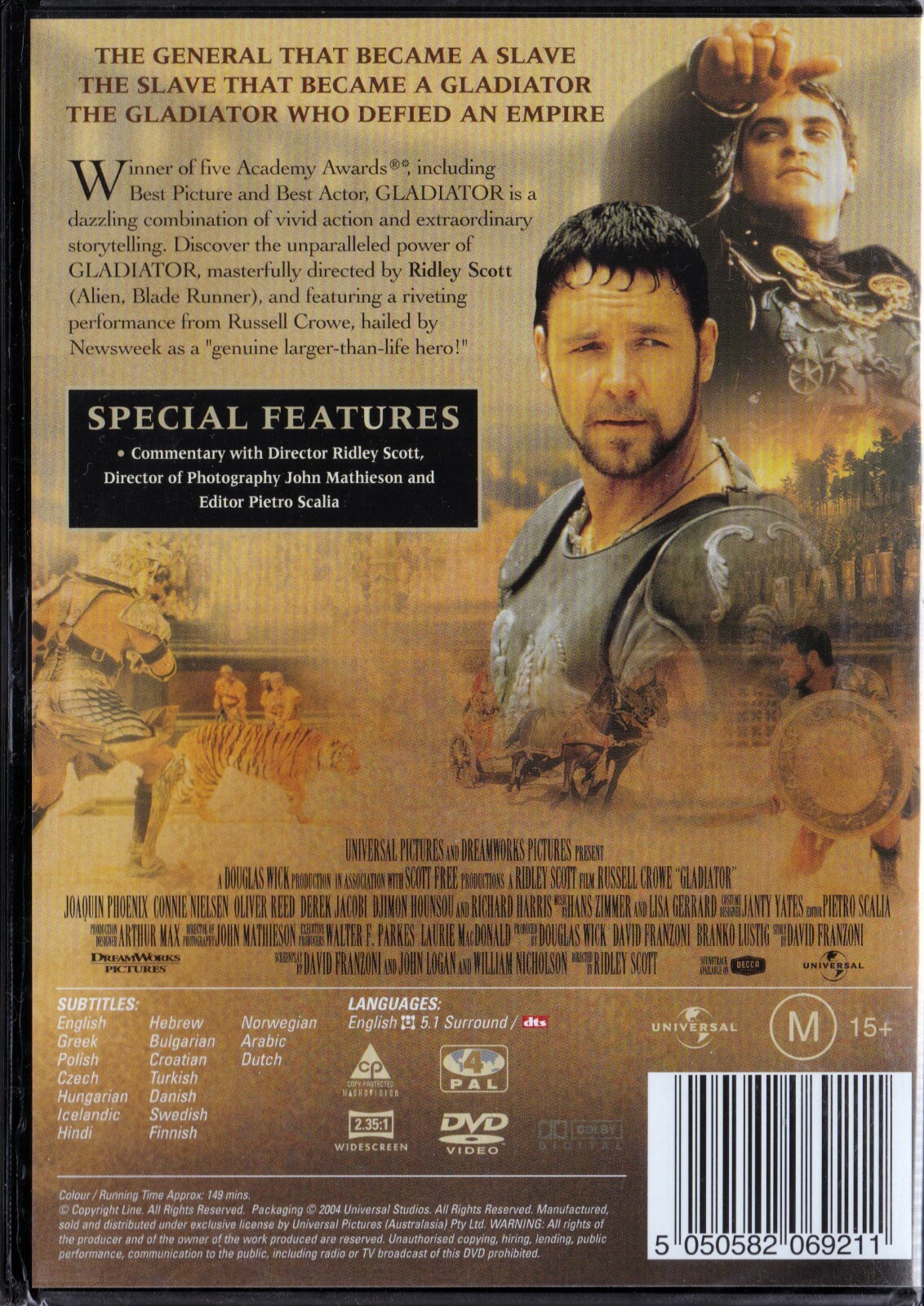 GLADIATOR (DVD, 2004) REGION 4 NEW SEALED 5050582069211 | eBay Australia