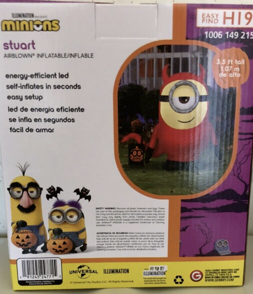 Minions Stuart Red Devil Inflatable Halloween Airblown 3.5ft Gemmy ...