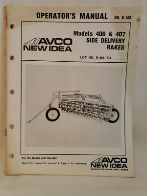 New Idea 406 407 Side Delivery Rake Owners Operators Manual | eBay