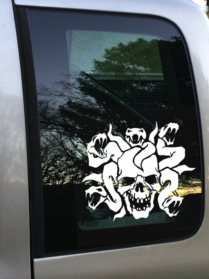 Large MEDUSA SKULL window sticker decal zombie, skull, snakes | eBay