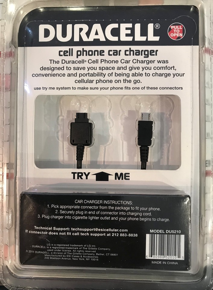 Duracell Cell Phone Car Charger Micro USB DU5210 | eBay
