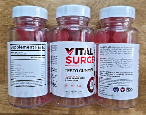 3x VITAL SURGE Testo Gummies for Male Performance 90 Total Gummies Exp ...
