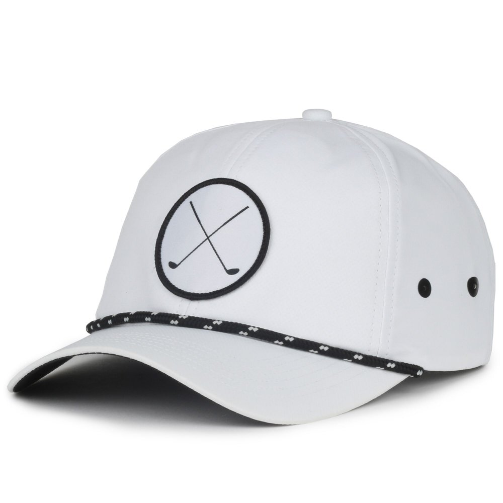 Crossed Golf Clubs Baseball Style White Hat Adult Adjustable Plastic ...