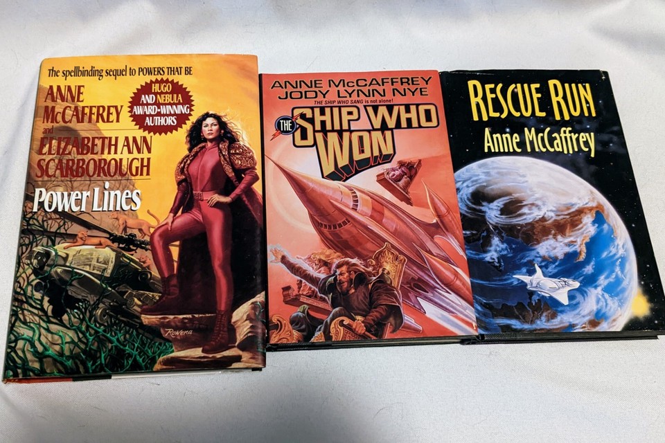 Anne McCaffrey 3 Hardcover Book Lot Power Lines, Rescue Run & The Ship ...