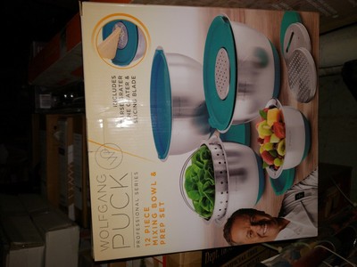 WOLFGANG PUCK 12 PIECE MIXING BOWL & PREP SET CHOOSE RED OR TEAL LIDS ...