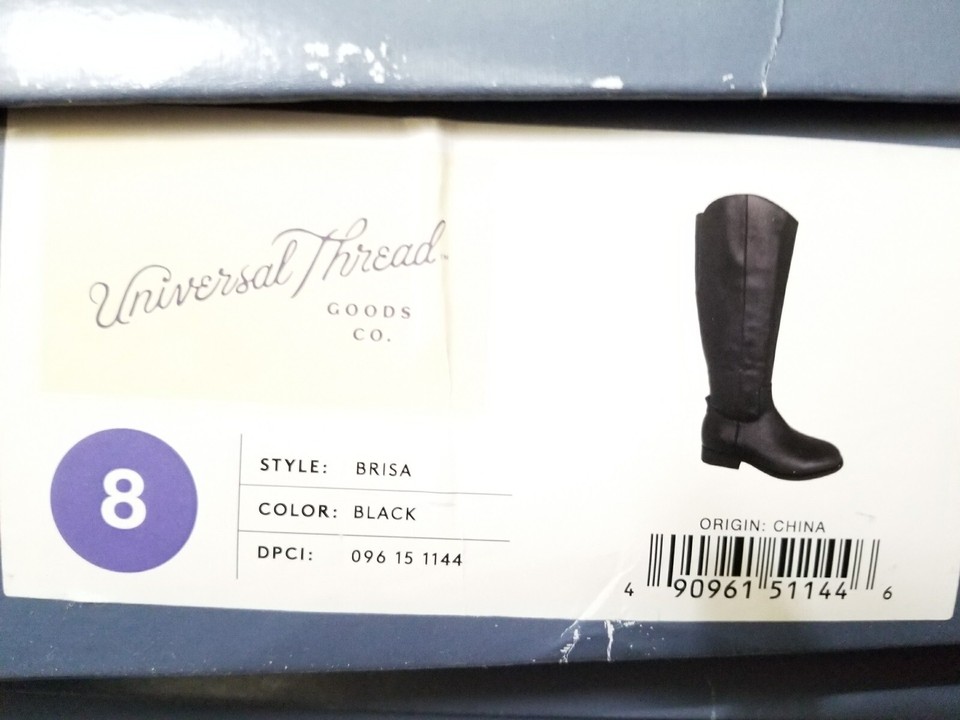 8 Brisa black tall riding boots Universal Thread block heel zipper zip ...