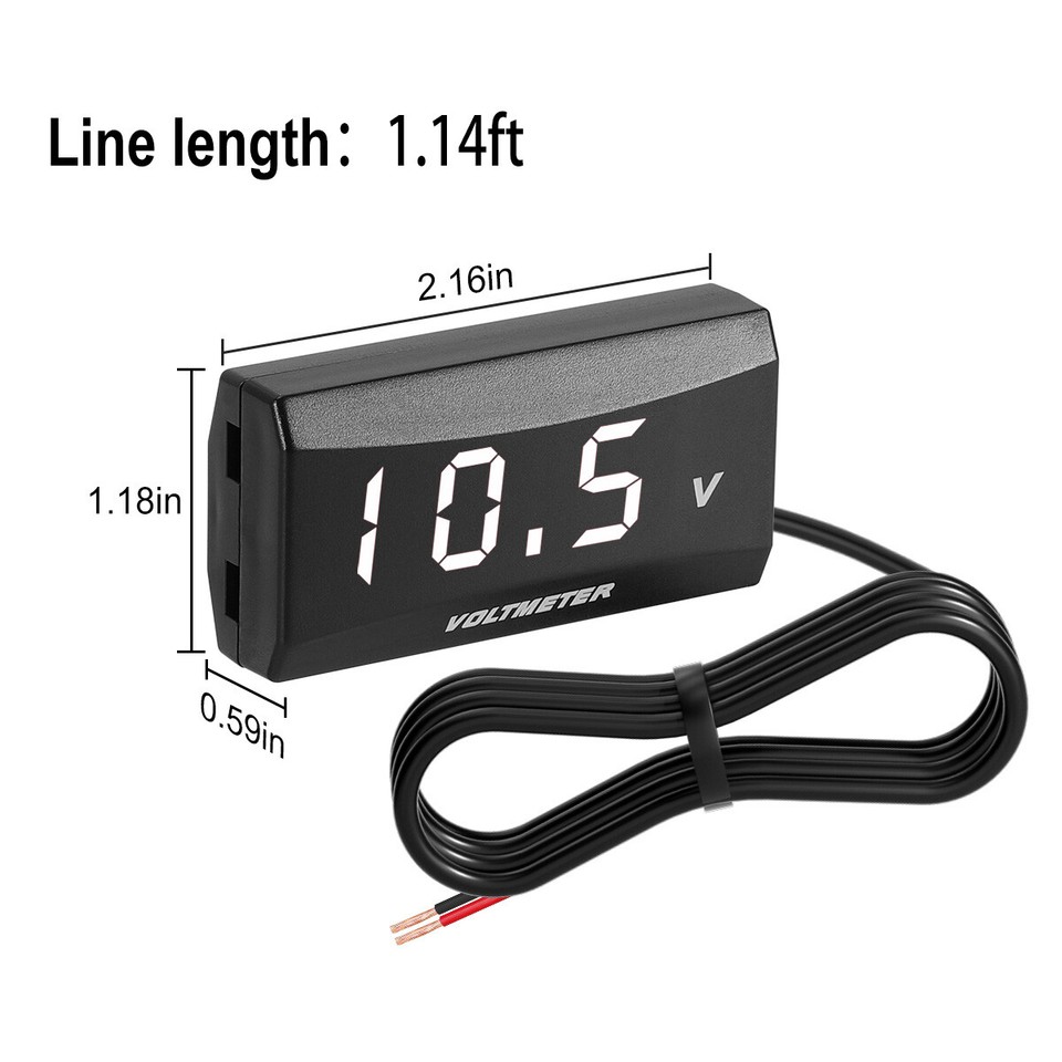 DC 12V Car Motorcycle Digital Voltmeter LED Display Voltage Meter Gauge ...