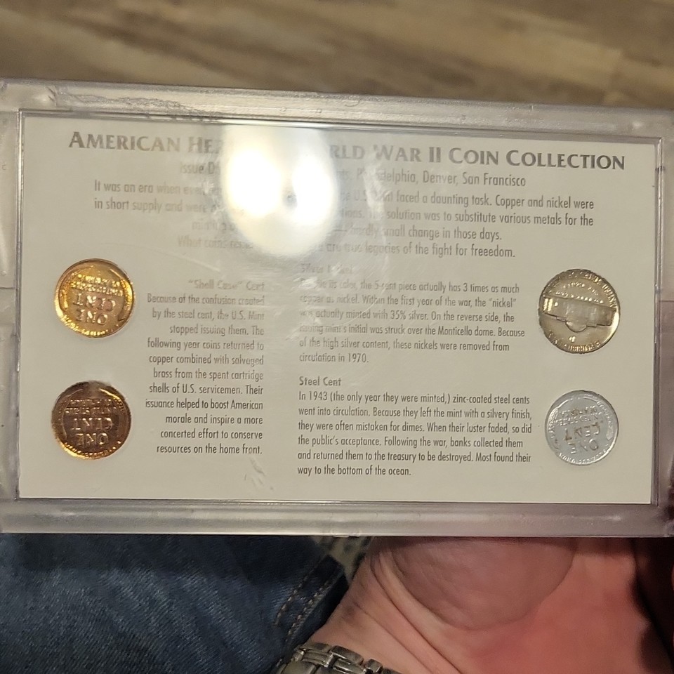American Heritage WWII Coin Collection 1943 1c 5c Silver Steel Brass ...