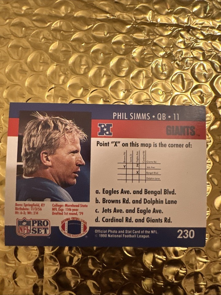 1990 Pro Set - Phil Simms #230 | eBay