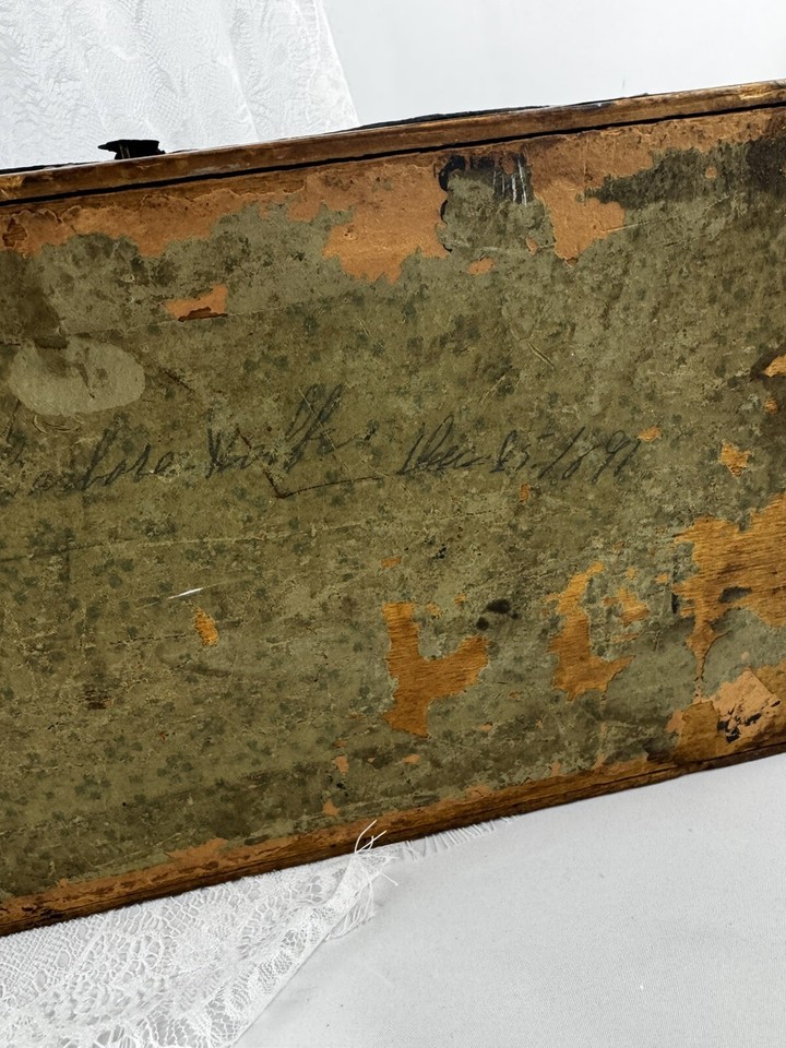 Antique Doll Trunk With Tray 1892 Doll Trunk 16 IN Wood Paper ...