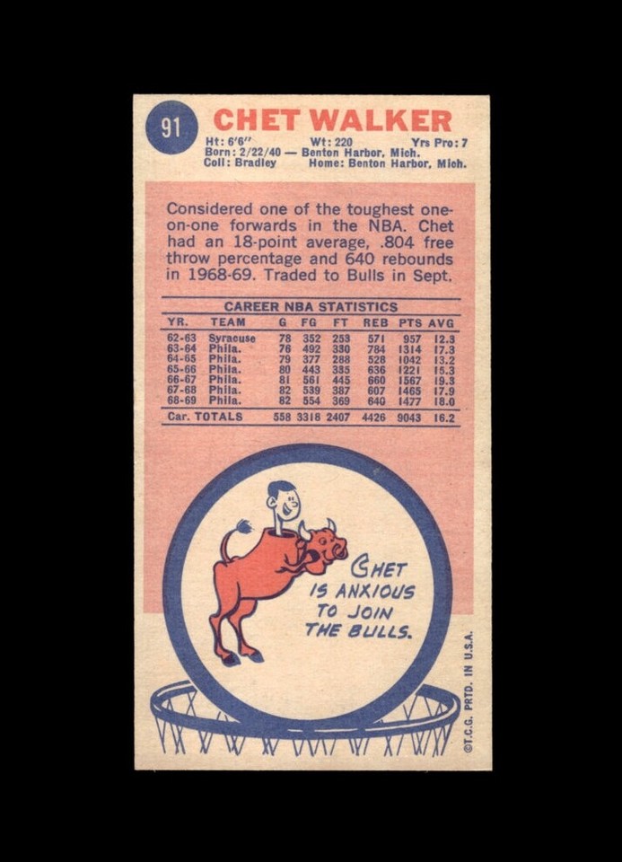 1969-70 Topps Set-Break # 91 Chet Walker LOW GRADE *GMCARDS* | eBay