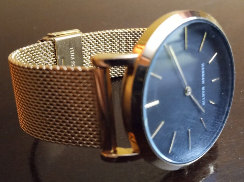 HANNAH MARTIN Mesh Gold Band, WRISTWATCH Black Dial, 30M Water ...