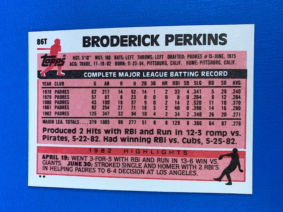 1983 Topps Traded #86T Broderick Perkins Baseball Card | eBay