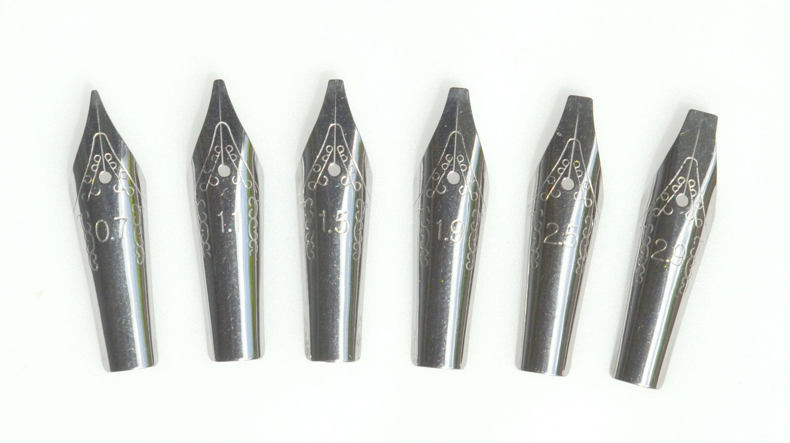Calligraphy Fountain Pen #5 Size Nib Set, 0.7, 1.1, 1.5, 1.9, 2.5 and 2 ...
