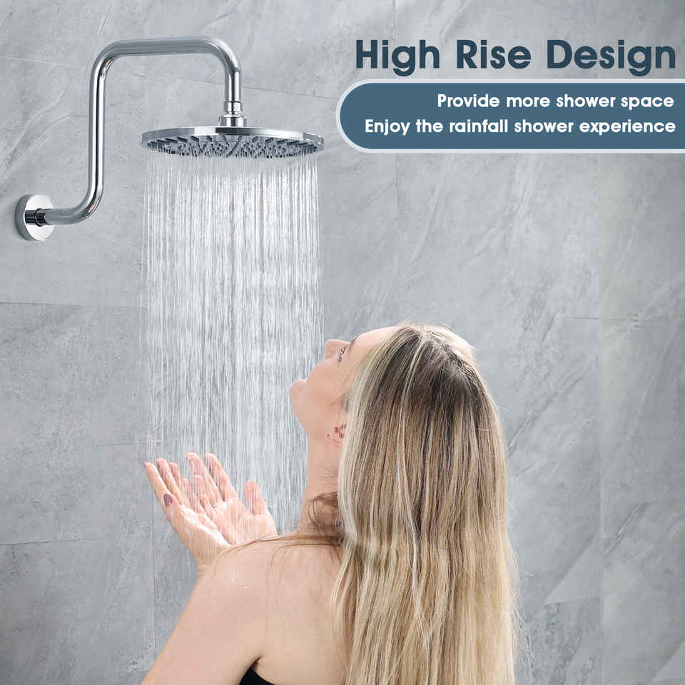 New 13'' S Shaped Shower Head High Rise Extension Arm-Chrome BAR1301-01 ...