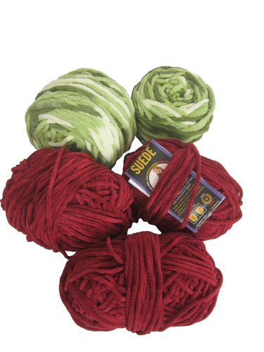 Lot Assorted Chenille Yarn Different Weights Green Red Lion Brand Suede ...