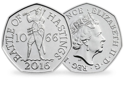 BATTLE OF HASTINGS 2016 50P COIN 1066 RARE FIFTY PENCE UNCIRCULATED NEW ...