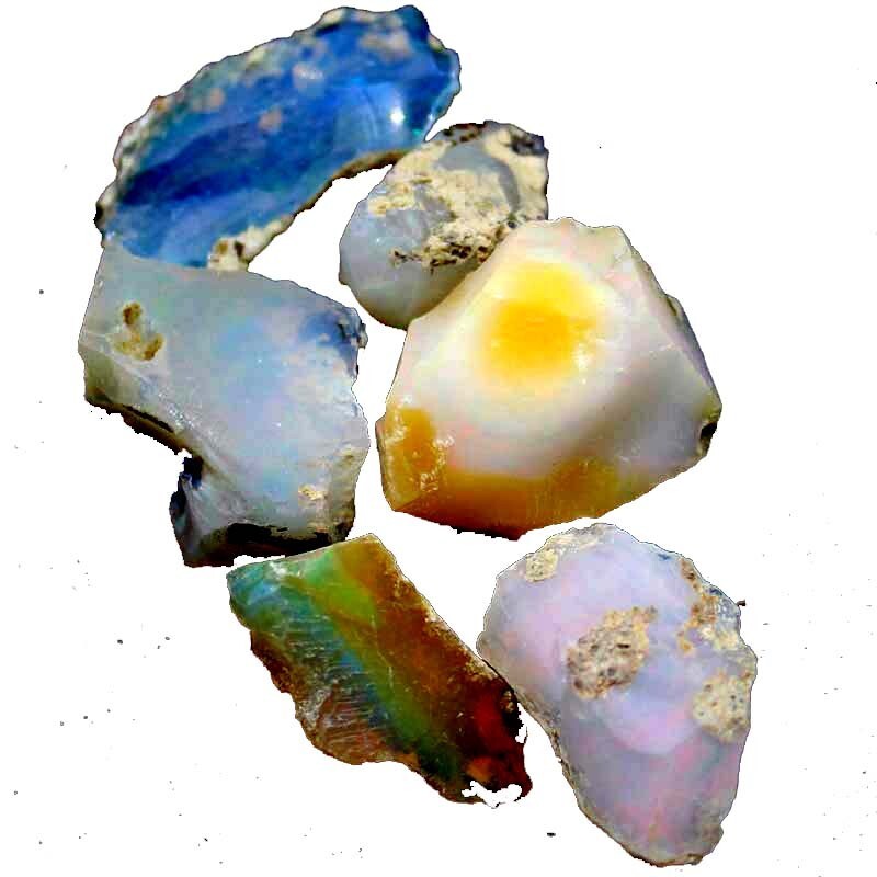 29.60CT 100% Natural Ethiopian Opal Welo Rough Play of Color 7 PCs Lot ...