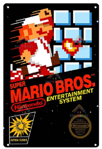Super Mario Bros Metal Tin Poster Nintendo NES Wall Art Decor Game Room ...