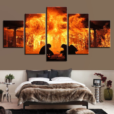 Firemen Firefighters Fire Fighting Canvas Prints painting Wall Art Home ...