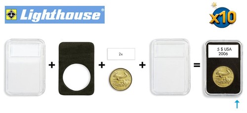 19mm Coin Slabs US Cent Size 10 Penny Holders NGC Shape Lighthouse ...