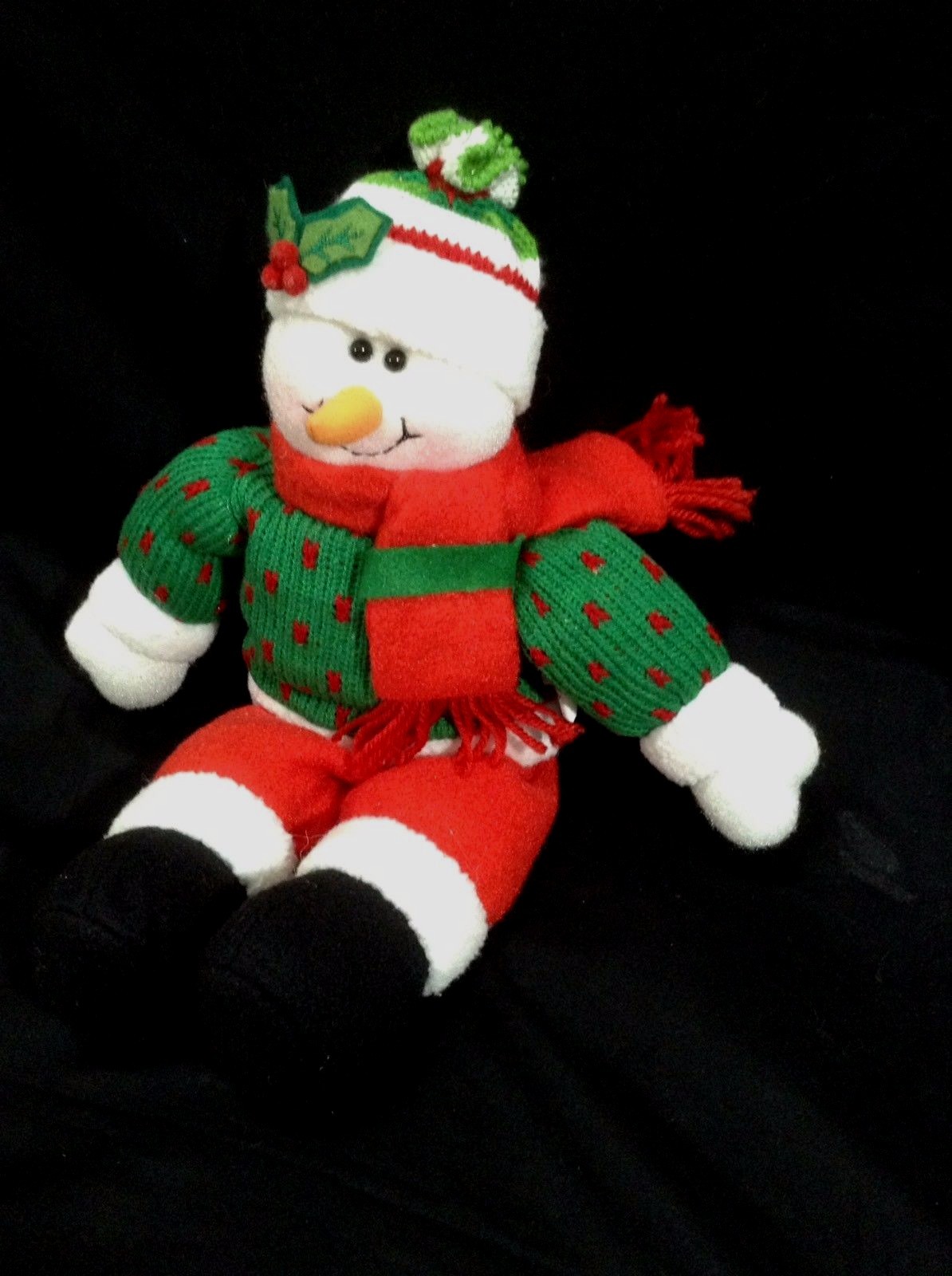 Snowman Plush Stuffed 12" Shelf Sitter Christmas Holiday Sweater Scarf ...