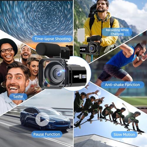 4K Video Camera Camcorder 56MP Dual Lens WiFi IR Night Vision Vlogging ...