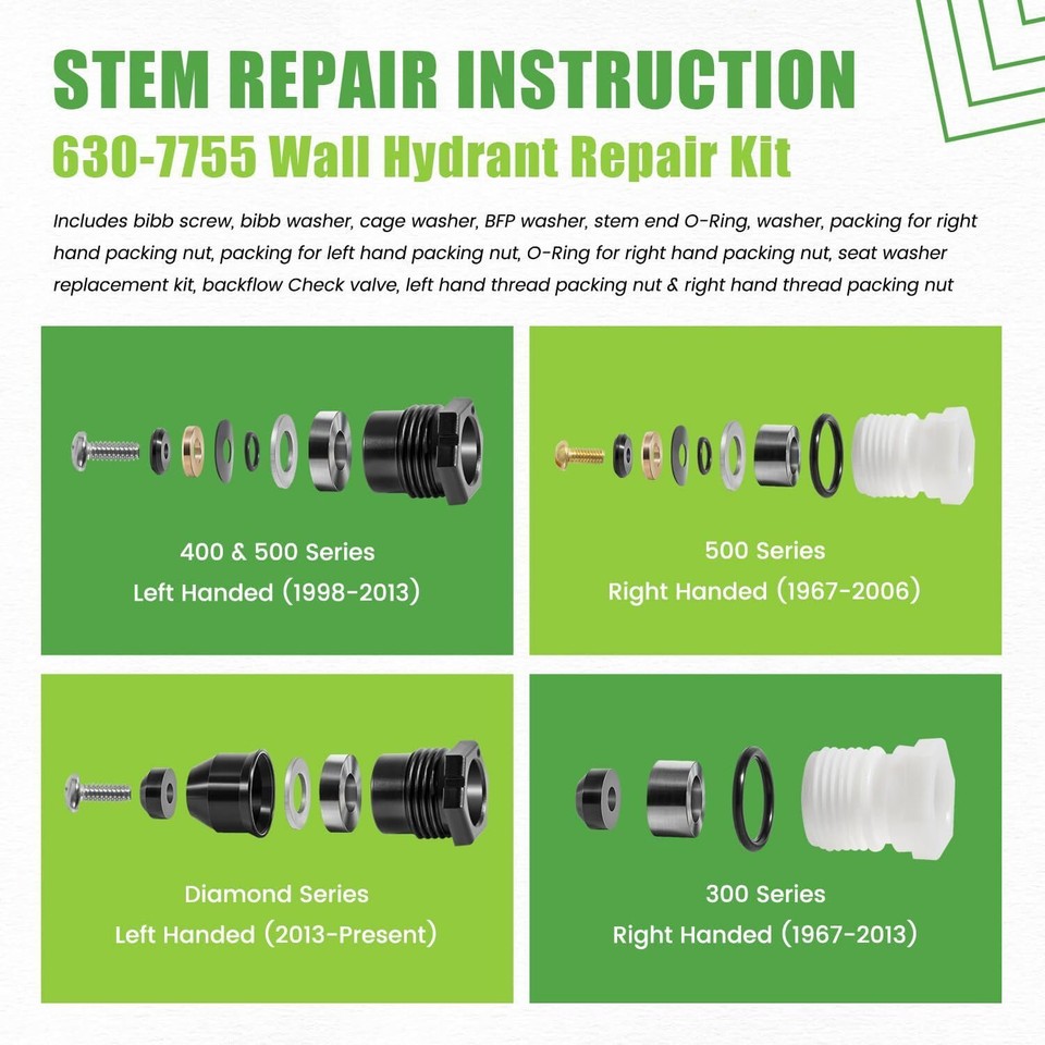 630-8500 Wall Hydrant Complete Service Kit For Prier Outdoor Faucet ...