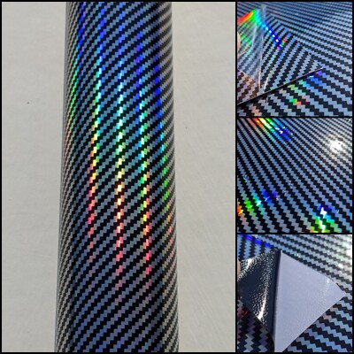 Black Carbon Fibre Holographic 2D Laser Vinyl Car Wrap BUBBLE FREE Film ...
