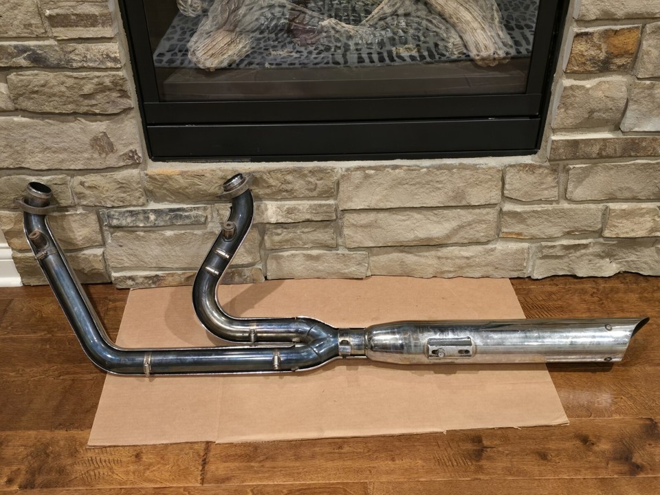 Python 2 Into 1 Exhaust For Harley Davidson Chrome FXSTS Springer | eBay