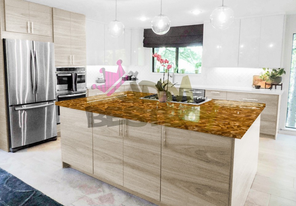 Gloss / Matte Marble Granite Effect Vinyl Wrap Self Adhesive Counter ...