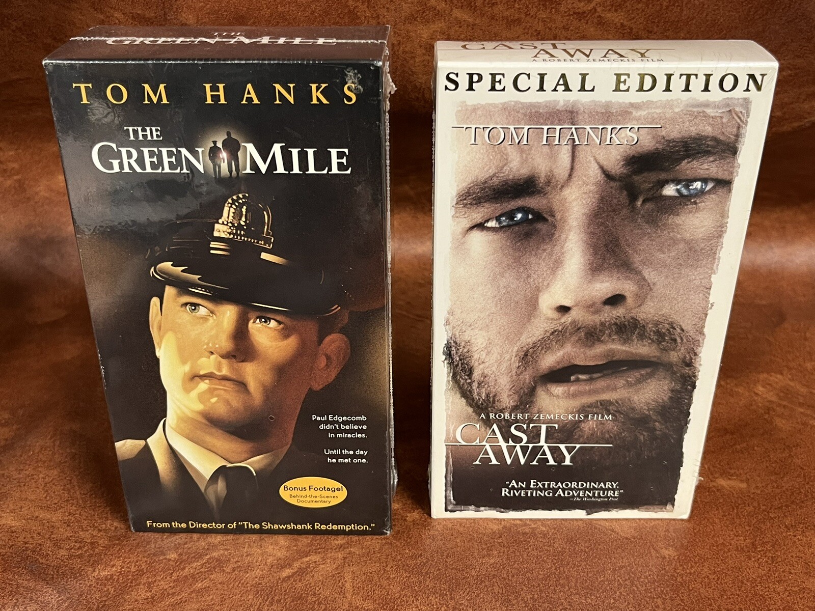 VHS Tape 2001 Cast Away & 2000 Green Mile (2 Tape) Both New Factory ...