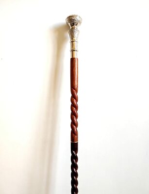 Brass Mountain Goat Head Knob Wooden Walking Cane Stick Antique Walking ...