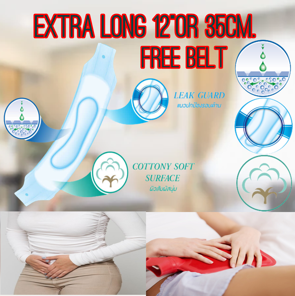 10 PADS SANITARY NAPKINS HOSPITAL FREE BELT TOWELS LOOPED EXTRA LONG 12 ...