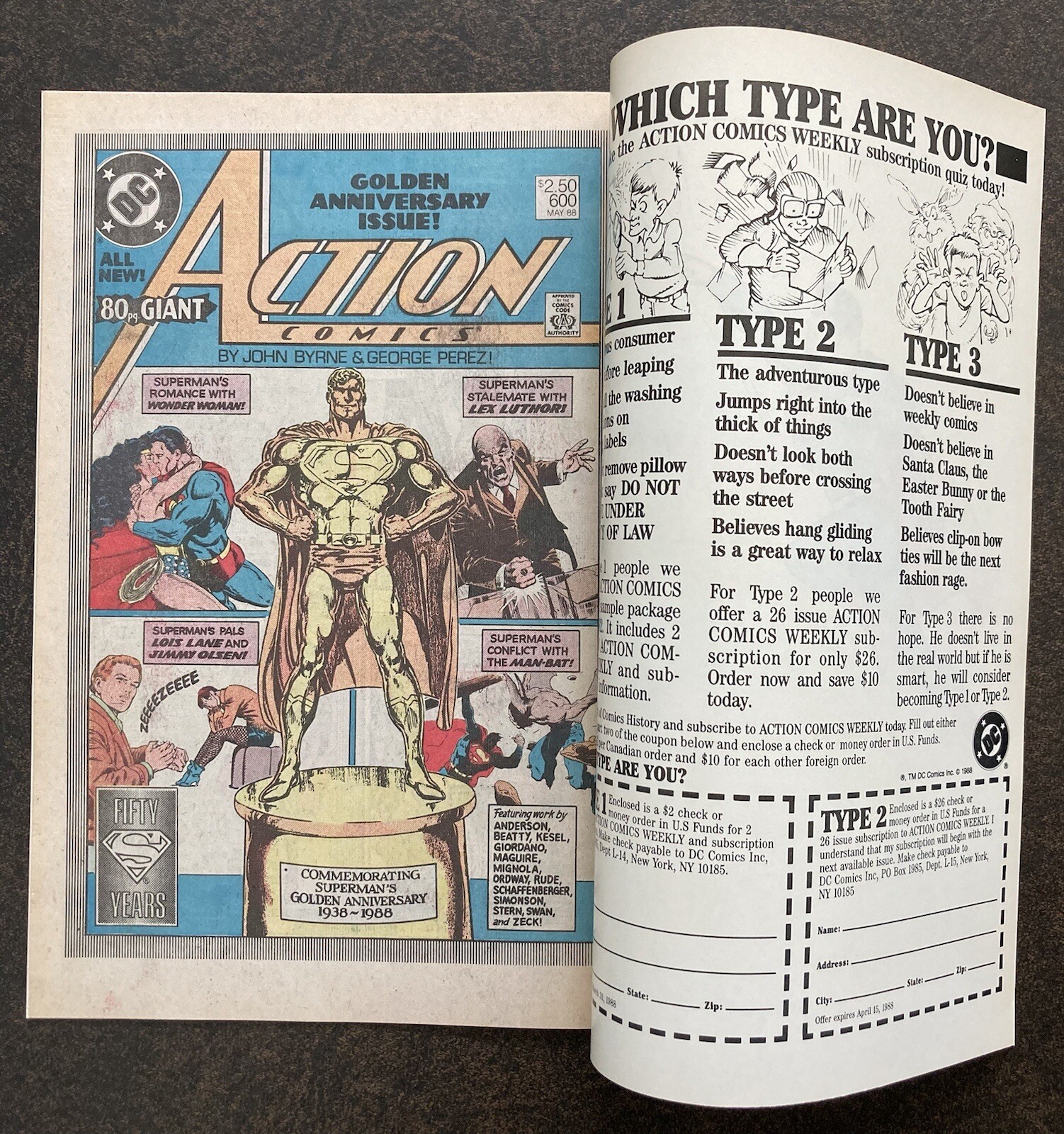 ACTION COMICS #1 1988 REPRINT SUPERMAN 50TH ANNIVERSARY VF/NM HIGH ...