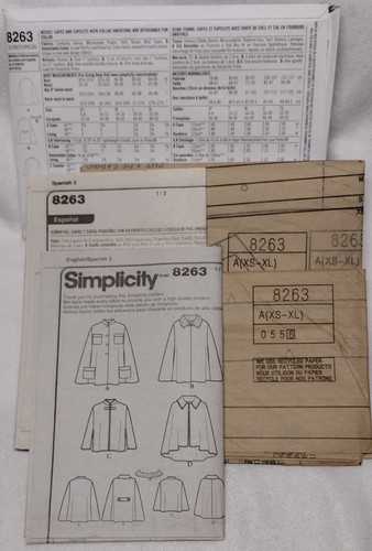 Simplicity Pattern 8263 Capes Capelets Misses Sizes XSM SM Med LG ...