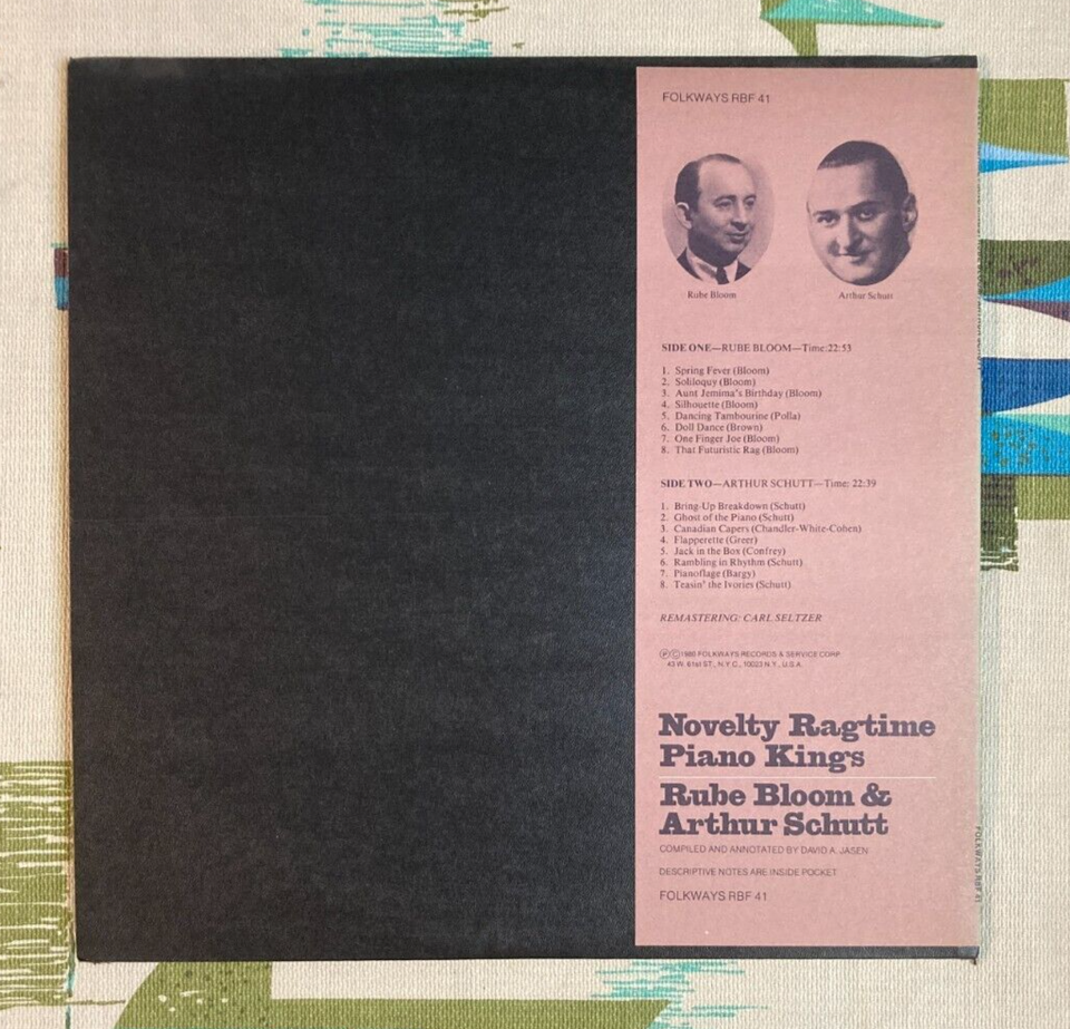 Rube Bloom & Arthur Schutt LP Novelty Ragtime Piano Kings M-/M- | eBay