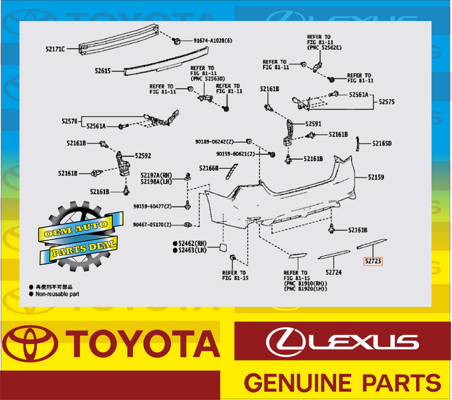 5272333010 Genuine Toyota Moulding RR Bumper 52723-33010 for sale ...