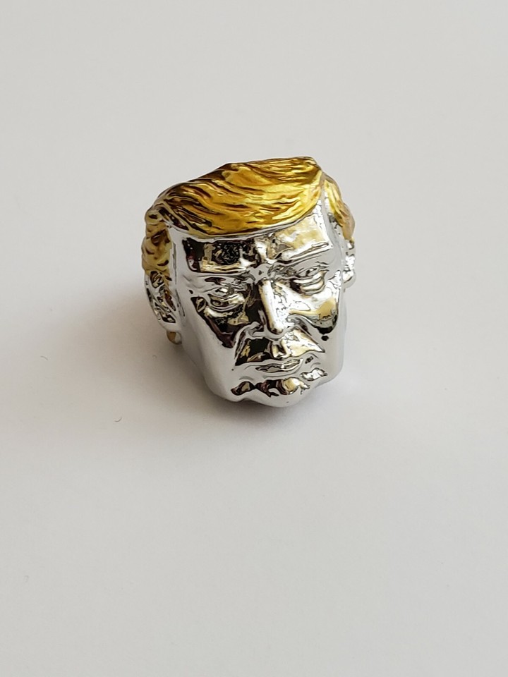 US President Donald Trump Ring Gold Hair with Silver Stainless Steel ...