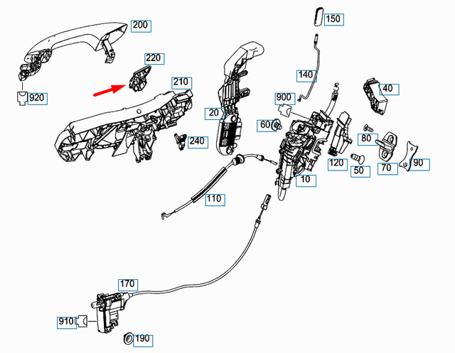 Mercedes-Benz C-class W205 Rear Right Door Handle Cover A0997602800 OEM ...