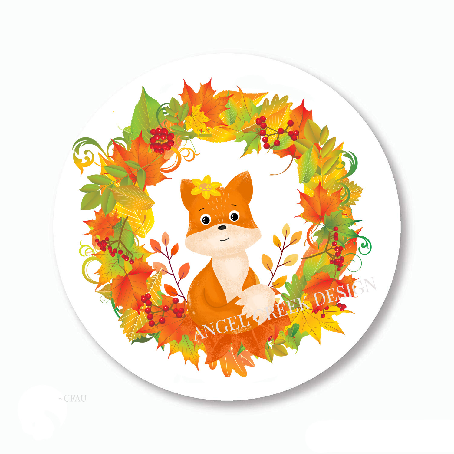 Autumn Leaves Cute Fox Party Favors Envelope Seals Labels Scrapbook ...