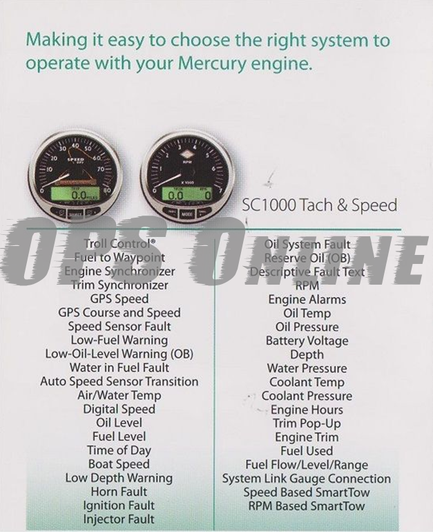 Mercury SmartCraft SC1000 Tachometer/ Speedometer Helm Kit - 79 ...