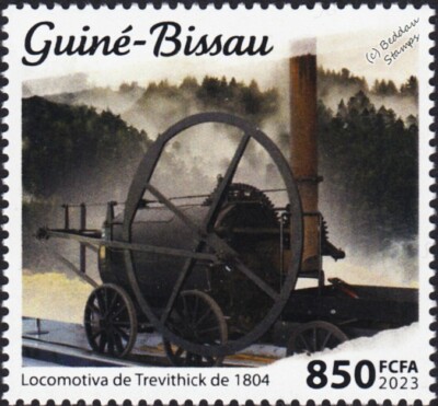 1804 Trevithick PENYDARREN Steam Train Locomotive Stamp (2023 Guinea ...