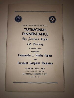 1974 Camden County Testimonial Dinner Program Cherry Hill American ...