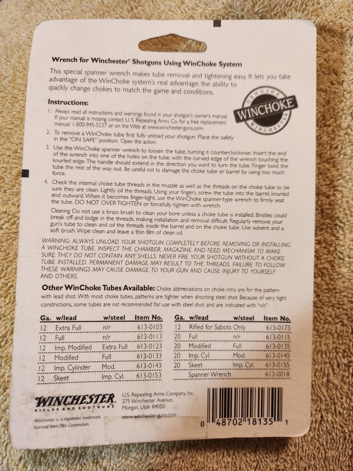 Winchester Winchoke Spanner Type Shotgun Choke Tube Wrench Tool | eBay