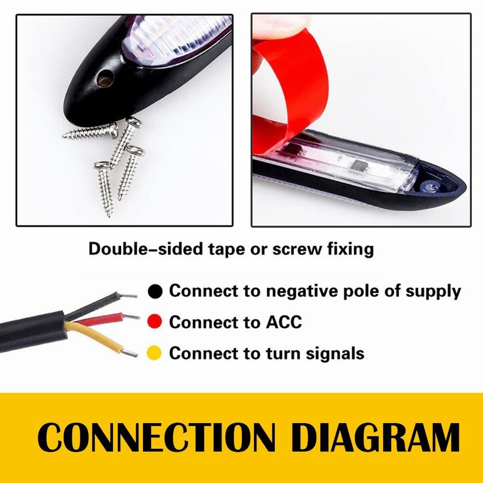 6" White&Amber LED Headlight Daytime Strip Running Sequential Turn ...