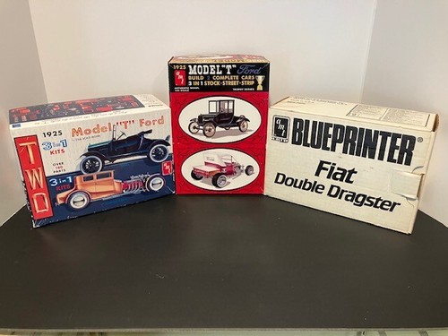 Lot of 3: AMT 1/25 Fiat/Double Dragster; 1925 Double "T" kit; 1925 ...