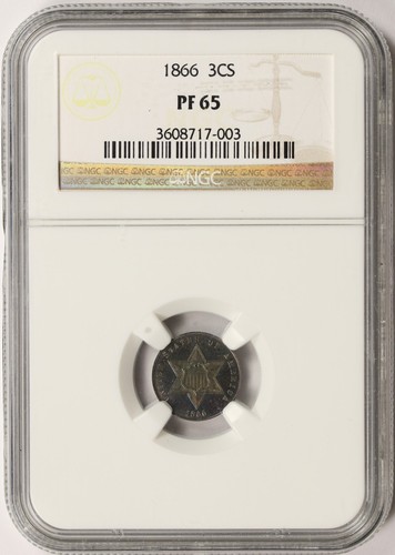1866 3cs Silver Three Cents NGC PF65 Multi Color Toning | eBay
